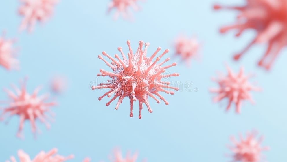 Microscopic View of One Virus Particle is Shown in 3D As a Pink-colored ...