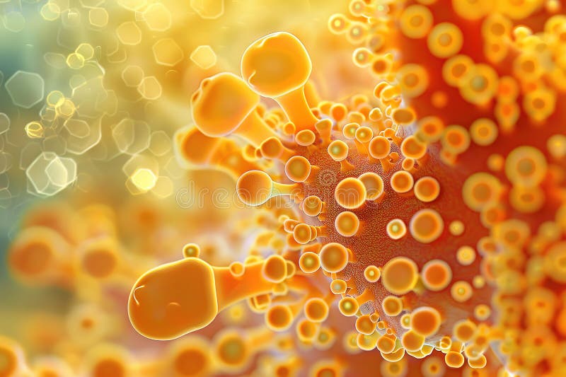 Microscopic View of Orange Abstract Cells Stock Image - Image of health ...