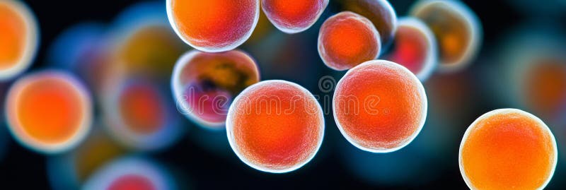 Microscopic View of Orange Bacteria Cells, Biological Science ...