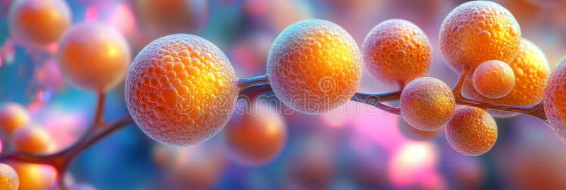 Microscopic View of Orange Bacteria Cells on a Colorful Background ...