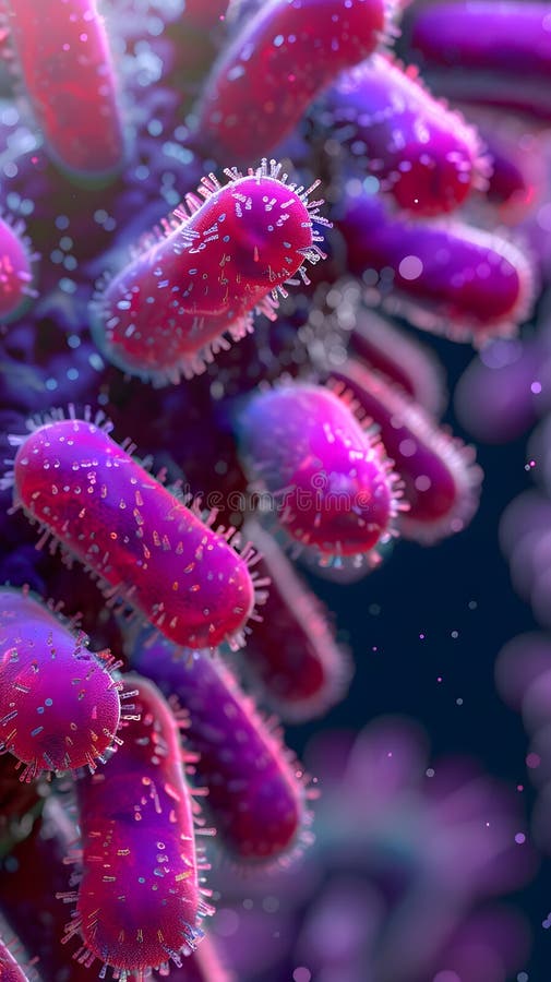 Microscopic View of Pink Bacteria in Motion Stock Image - Image of ...