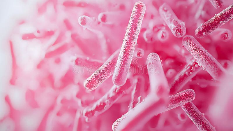 Microscopic View of Pink Bacteria, Showcasing Their Unique Shapes and ...