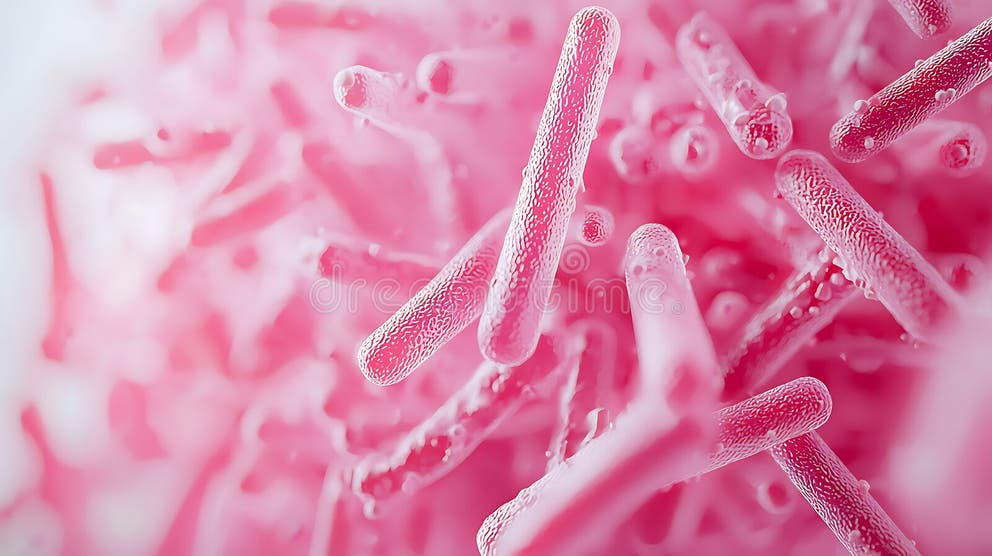 Microscopic View of Pink Bacteria, Showcasing Their Unique Shapes and ...