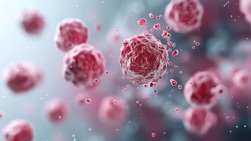 Microscopic View of Pink Cells in a Biological Setting, Showcasing Cell ...