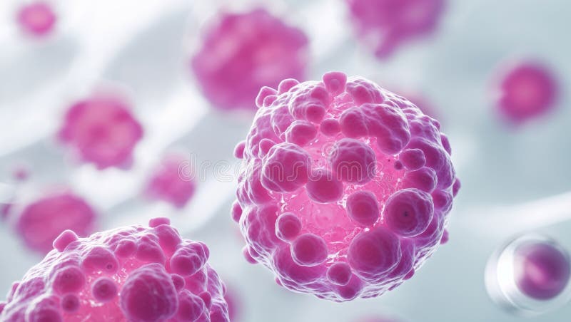 Microscopic View of Pink Cells in Fluid Possibly Biological Process ...