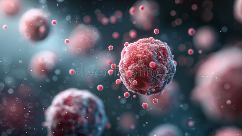 Microscopic View of Pink Cells in a Laboratory Setting, Representing a ...