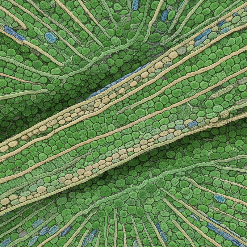 Microscopic View of a Plant Leaf Cross-section Showing Detailed Cellular Structure Stock ...