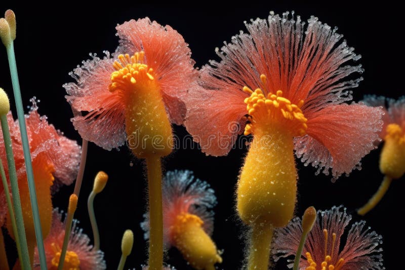 Microscopic View of Pollen Grains on Flower Stigma Stock Illustration ...