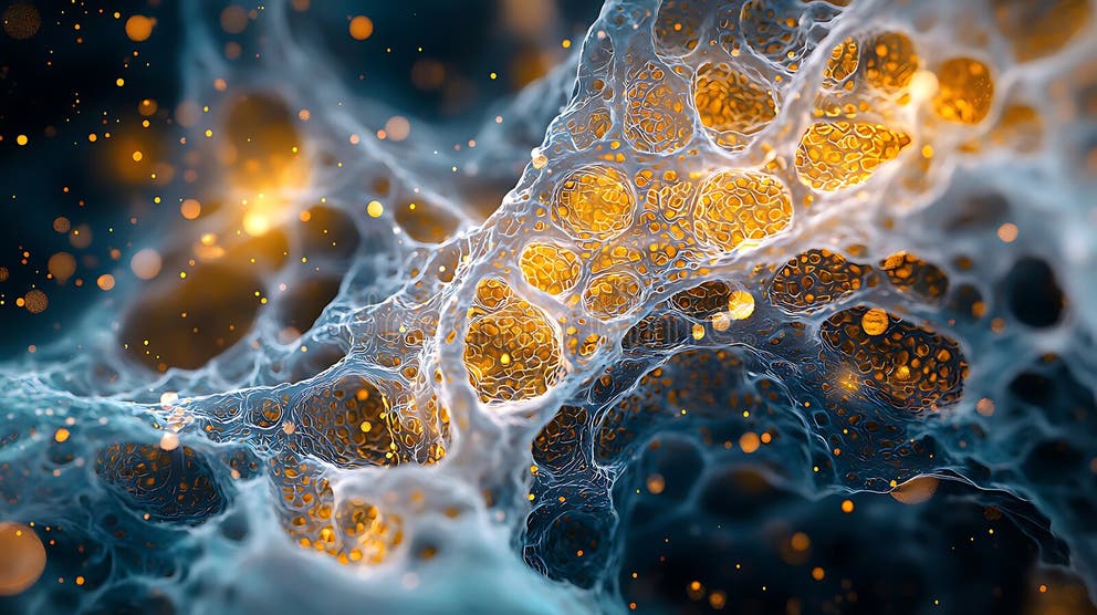 Microscopic View of Probiotic Bacterial Colonies with Glowing Elements ...