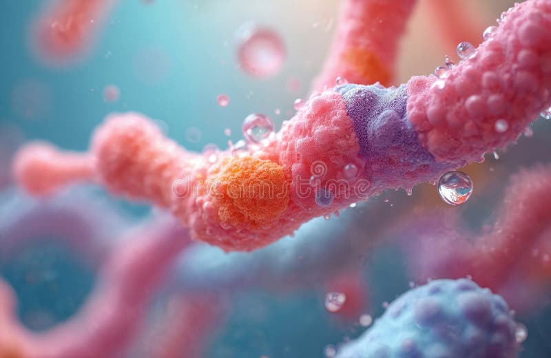 Microscopic View of Probiotics, Prebiotics. Three-dimensional Colorful ...