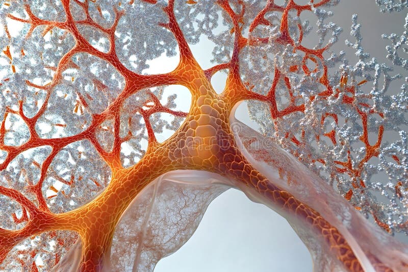 Alveoli Exchanging Oxygen and Carbon Dioxide in the Lungs Stock Image ...
