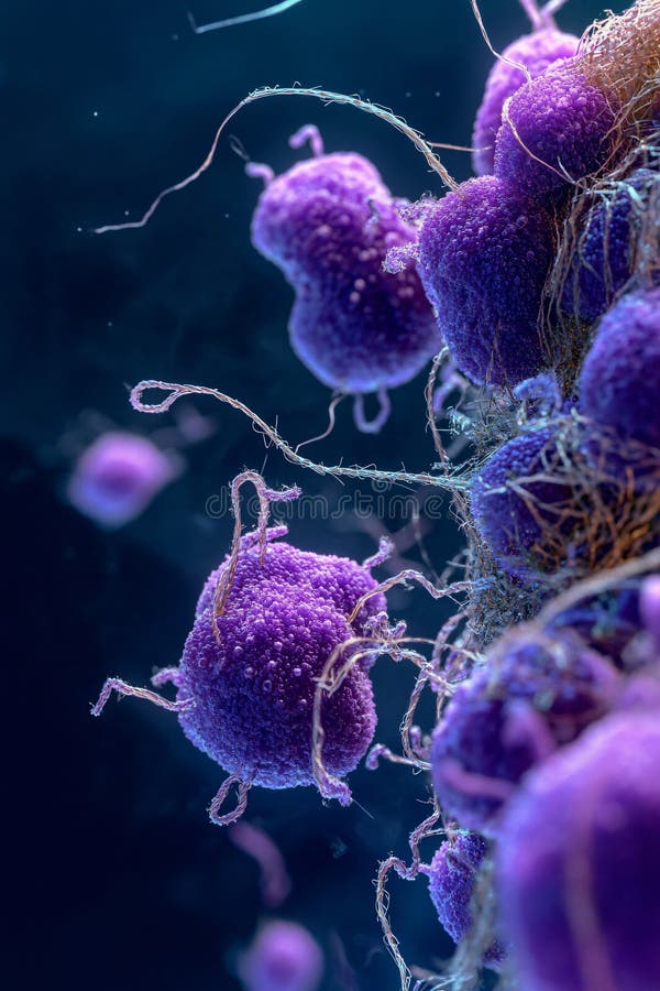 Microscopic View of Purple Bacteria Cells Colony High Quality Image ...