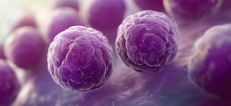 Microscopic View of Purple Bacteria Cells Showcasing Cellular Structure ...