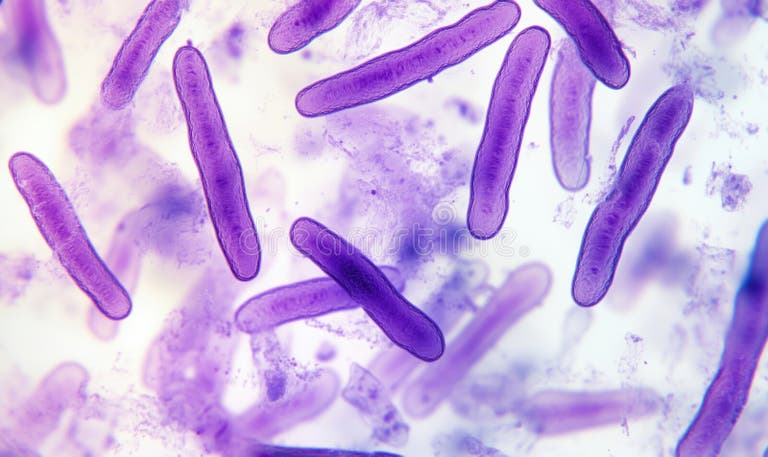 Microscopic View of Purple Bacteria Showcasing Cellular Structure and ...