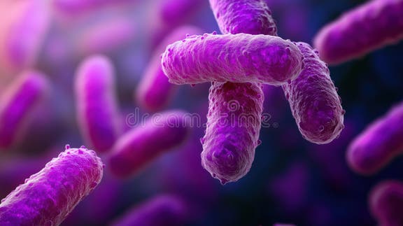 Microscopic View of Purple Bacteria in Vibrant Colors Showcasing ...