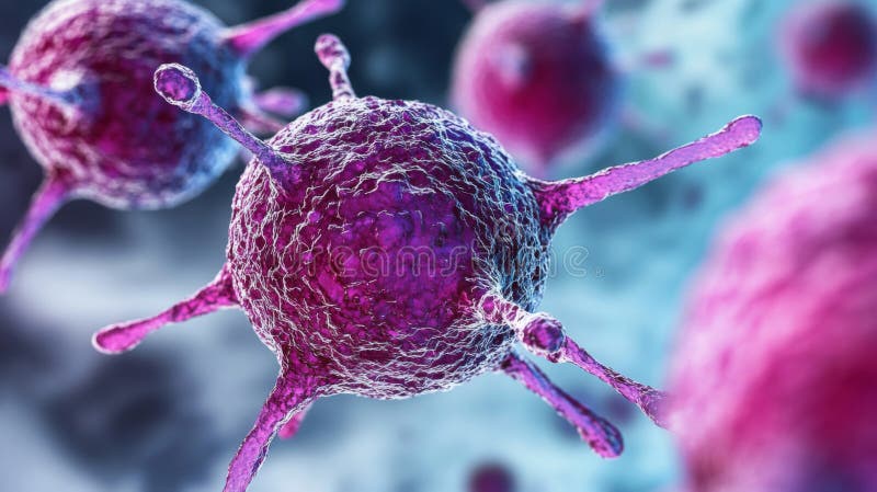 Microscopic View of Purple Viral Cells Stock Illustration ...