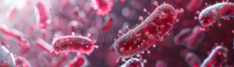 Microscopic View of Red Bacteria Stock Illustration - Illustration of ...