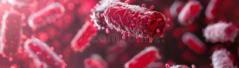 Microscopic View of Red Bacteria in a Cluster Stock Illustration ...