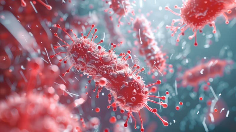 Microscopic View of Red Bacteria in a Liquid Environment. the Bacteria ...