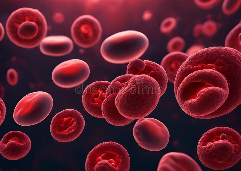 Microscopic View of Red Blood Cells and Cell Division in Bloodstream AI ...