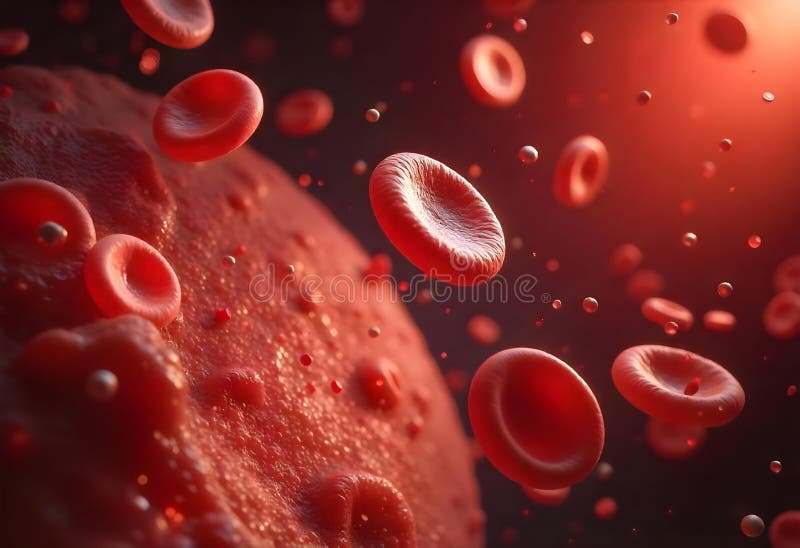 Microscopic View of Red Blood Cells Circulating in Vascular System ...