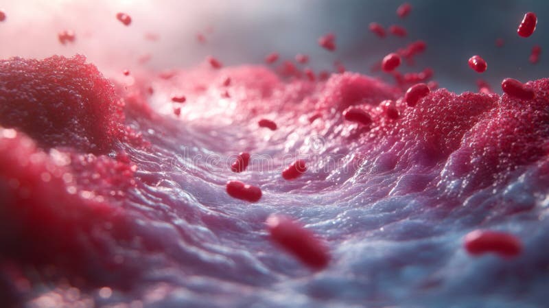 Microscopic View of Red Blood Cells Flowing Dynamically Stock ...
