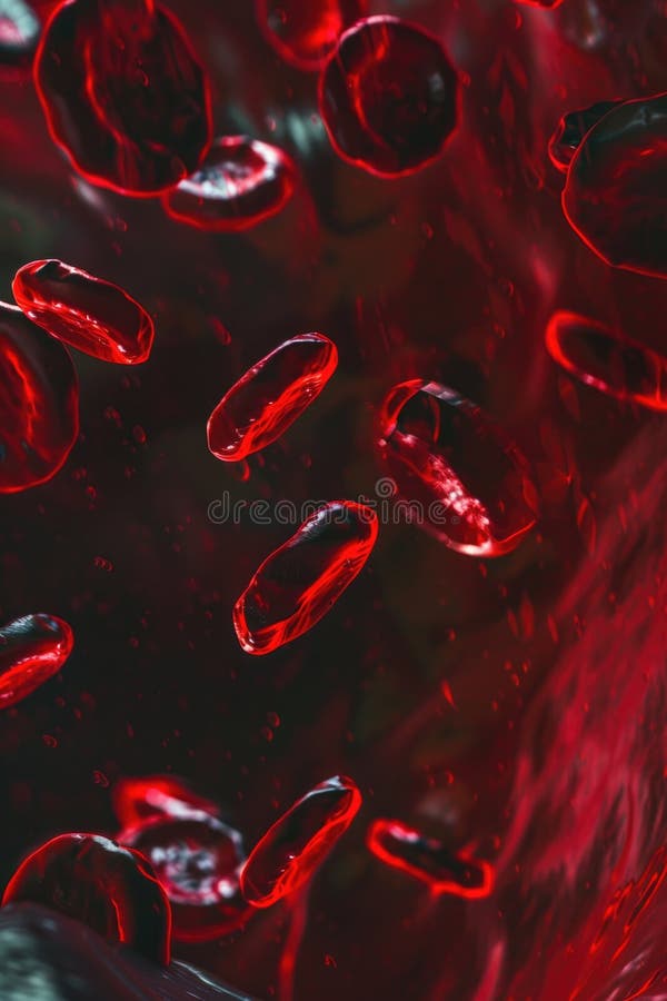 Microscopic View of Red Blood Cells Flowing through a Vein of Blood ...