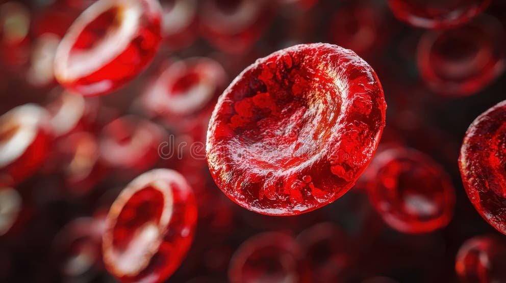 Microscopic View of Red Blood Cells in a Human Bloodstream Under a ...