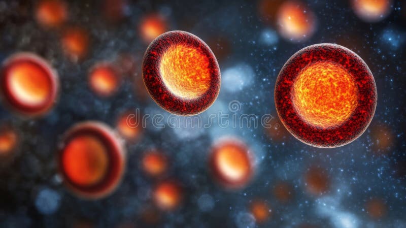 Microscopic View of Red Blood Cells in Plasma Stock Illustration ...