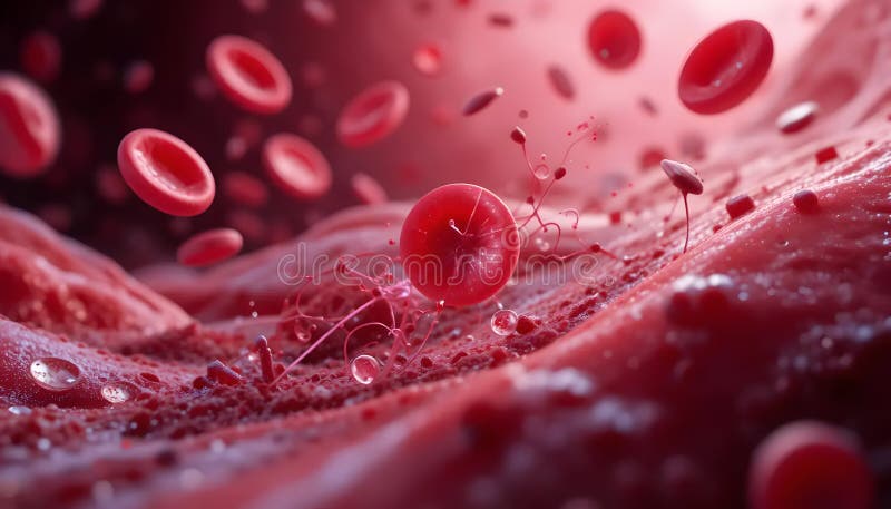 Blood Cell Interaction stock illustration. Illustration of platelets ...