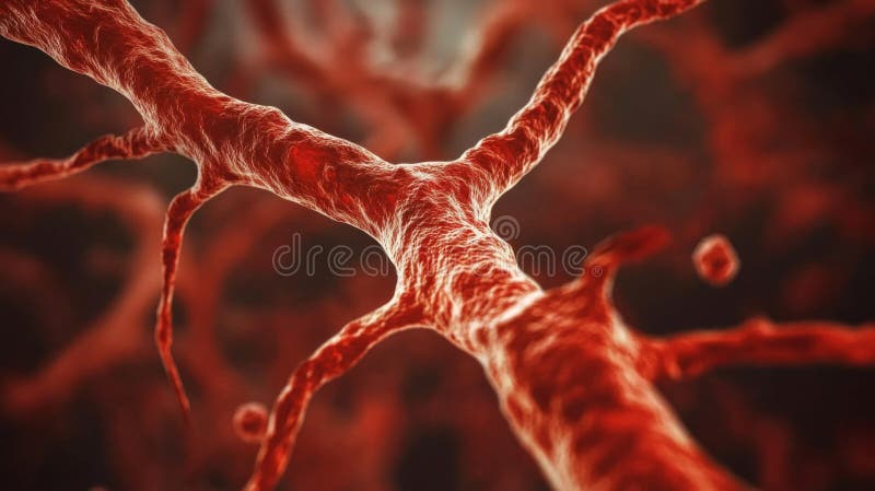 Microscopic View of a Red Blood Vessel Branching Stock Illustration ...