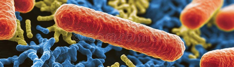 Microscopic View of Red and Blue Bacteria Cluster, a Colorful Display ...