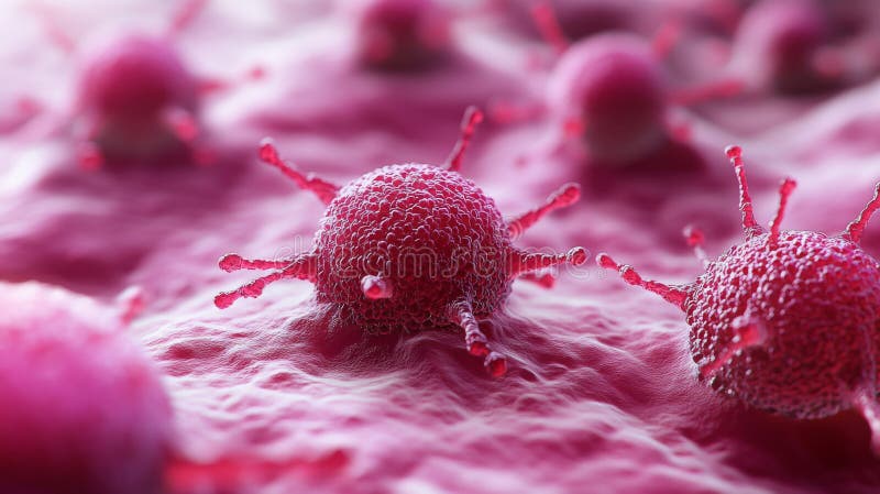 Microscopic View of Red Cancer Cells Stock Illustration - Illustration ...