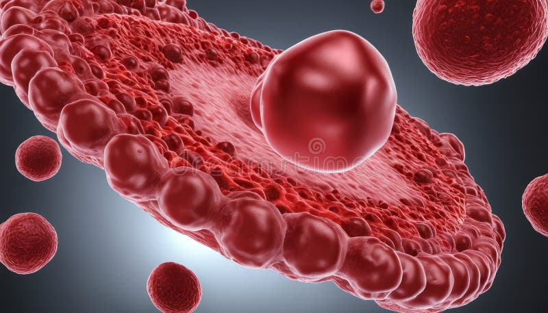 Microscopic View of a Red Cell Membrane with Floating Particles Stock ...