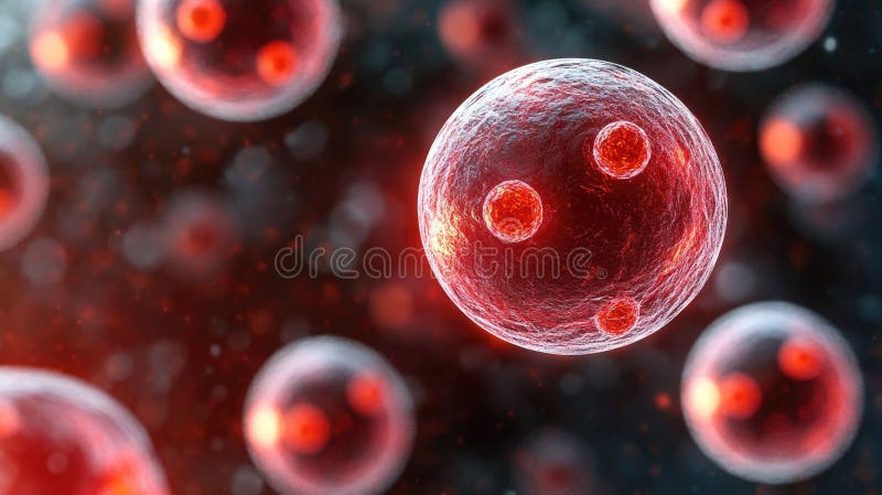 Microscopic View of Red Cells in Division Process. HMPV, Human ...