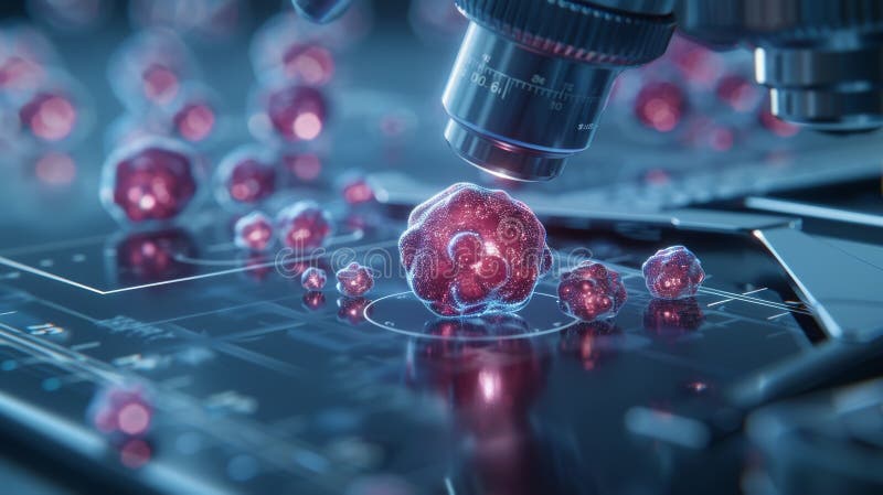 Microscopic View of Red Cells through a Microscope, Illustrating ...