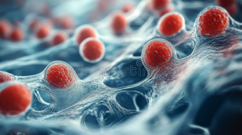 Microscopic View of Red Cells in a Network Stock Illustration ...