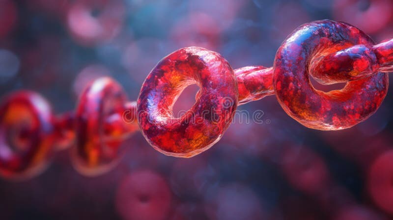 Microscopic View of a Red Cellular Chain Stock Illustration ...