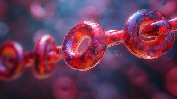 Microscopic View of a Red Cellular Chain Stock Illustration ...
