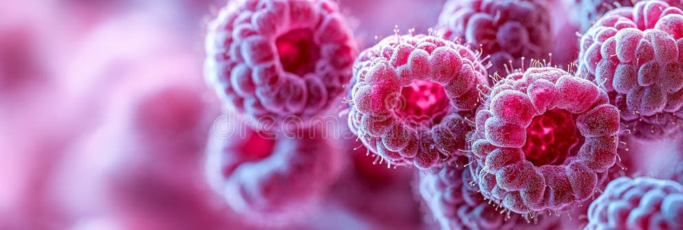 Microscopic View of Red Raspberry Cells, Organic Texture Background. 3D ...
