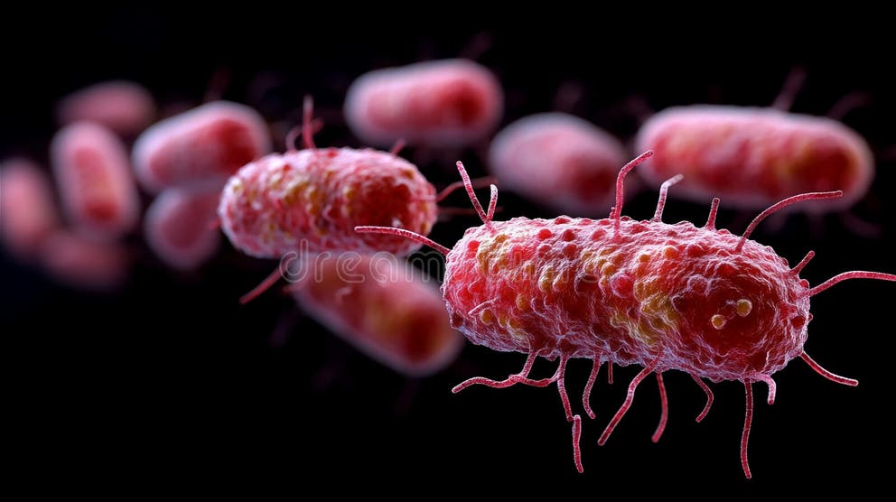 Microscopic View of Red Small Organelle, Bacteria, and Microorganisms ...