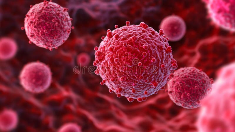 Microscopic View of Red Viral Cells Causing Infection and Disease ...