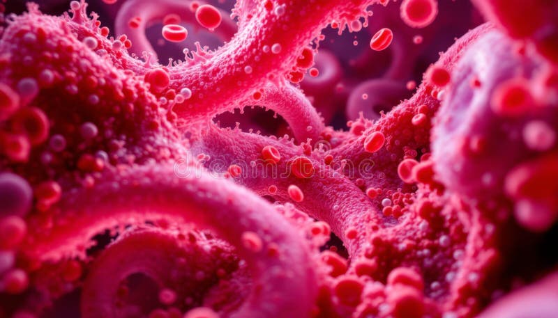 Microscopic View of Red and White Blood Cells Inside a Bloodstream ...