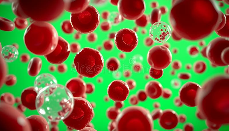 Microscopic View Red and White Blood Cells Isolated on Green Screen ...