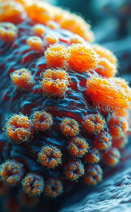 A Close Up of a Cell with Orange and Yellow Cells Stock Illustration ...