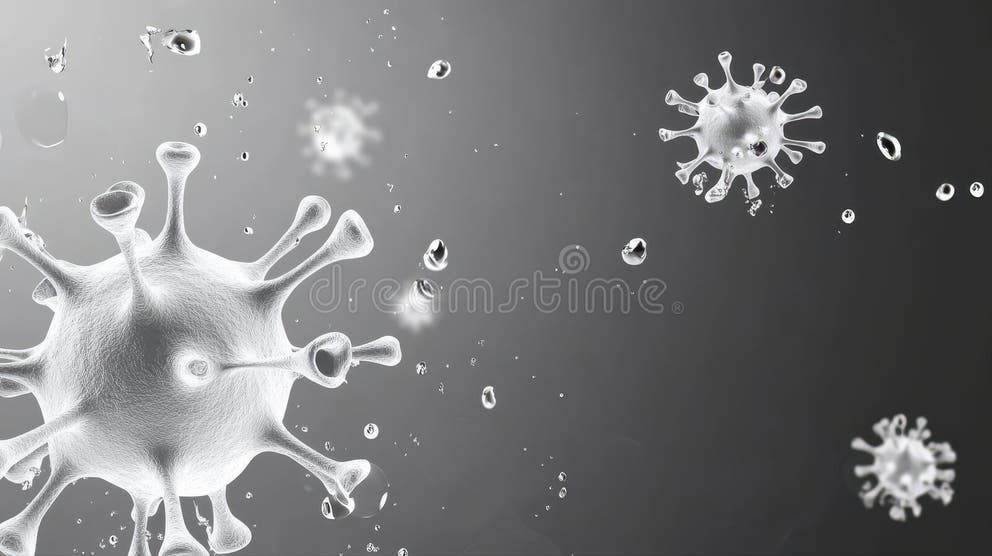 Microscopic View Reveals Multiple Translucent Viruses Floating Amidst ...