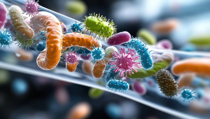A Microscopic View Reveals a Vibrant Array of Bacteria and Viruses, Showcasing Their Diverse ...