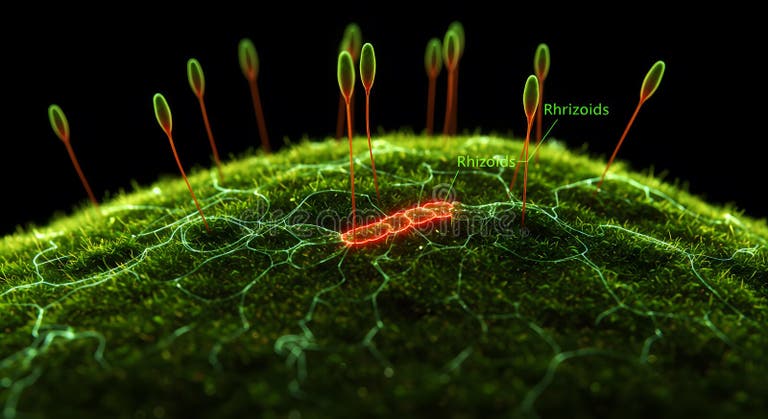 Microscopic View of Rhizoids on Moss Surface: a Detailed Visualization ...