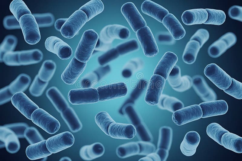 Microscopic View of Rod Shaped Bacteria Cells on a Blue Gradient ...