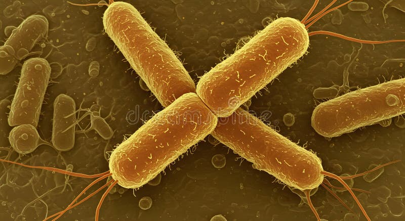 Microscopic View of Rod-Shaped Bacteria Cells Undergoing Cell Division ...